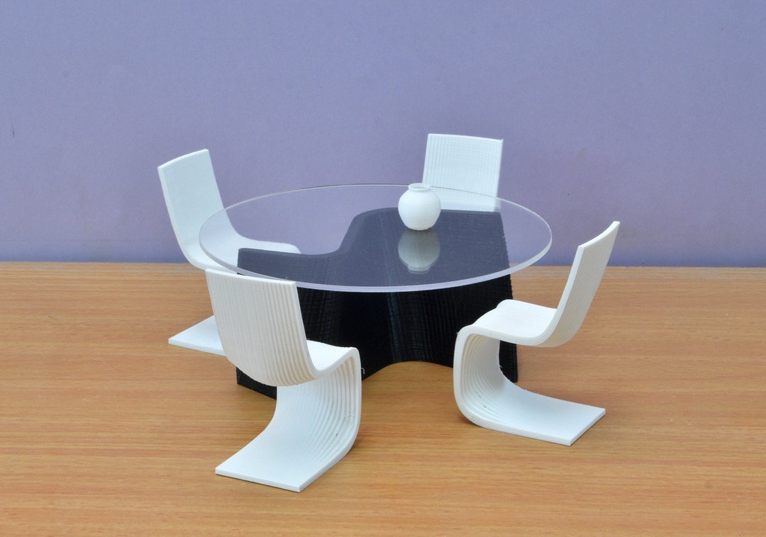 Parametric 4 SEATERS Round Table DINING SET , 1/16,1/18,1/24 Scale ...