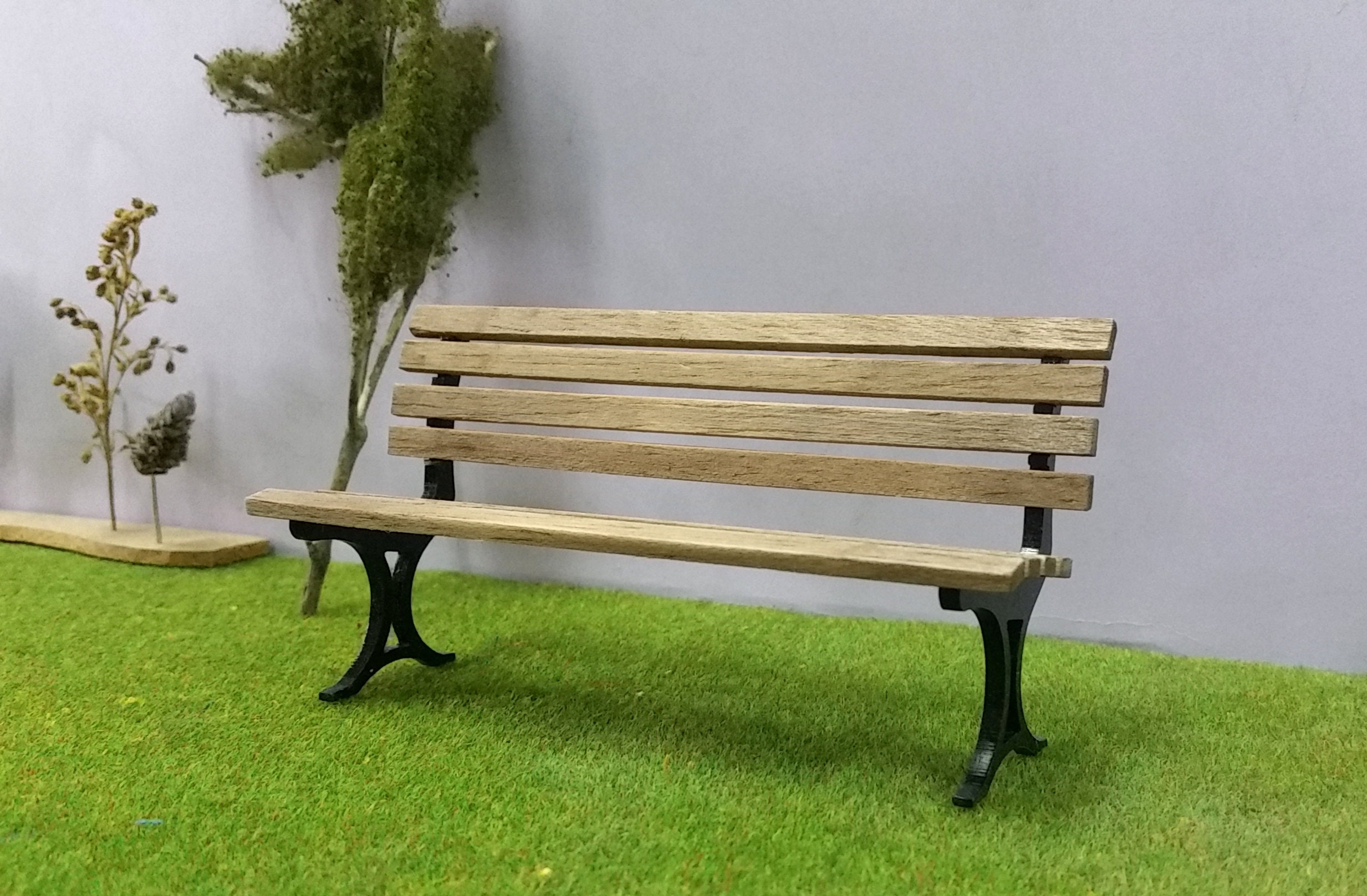 DOLLHOUSE WOODEN BENCH, 1:12 Scale, Patio Garden Outdoor Furnishing ...