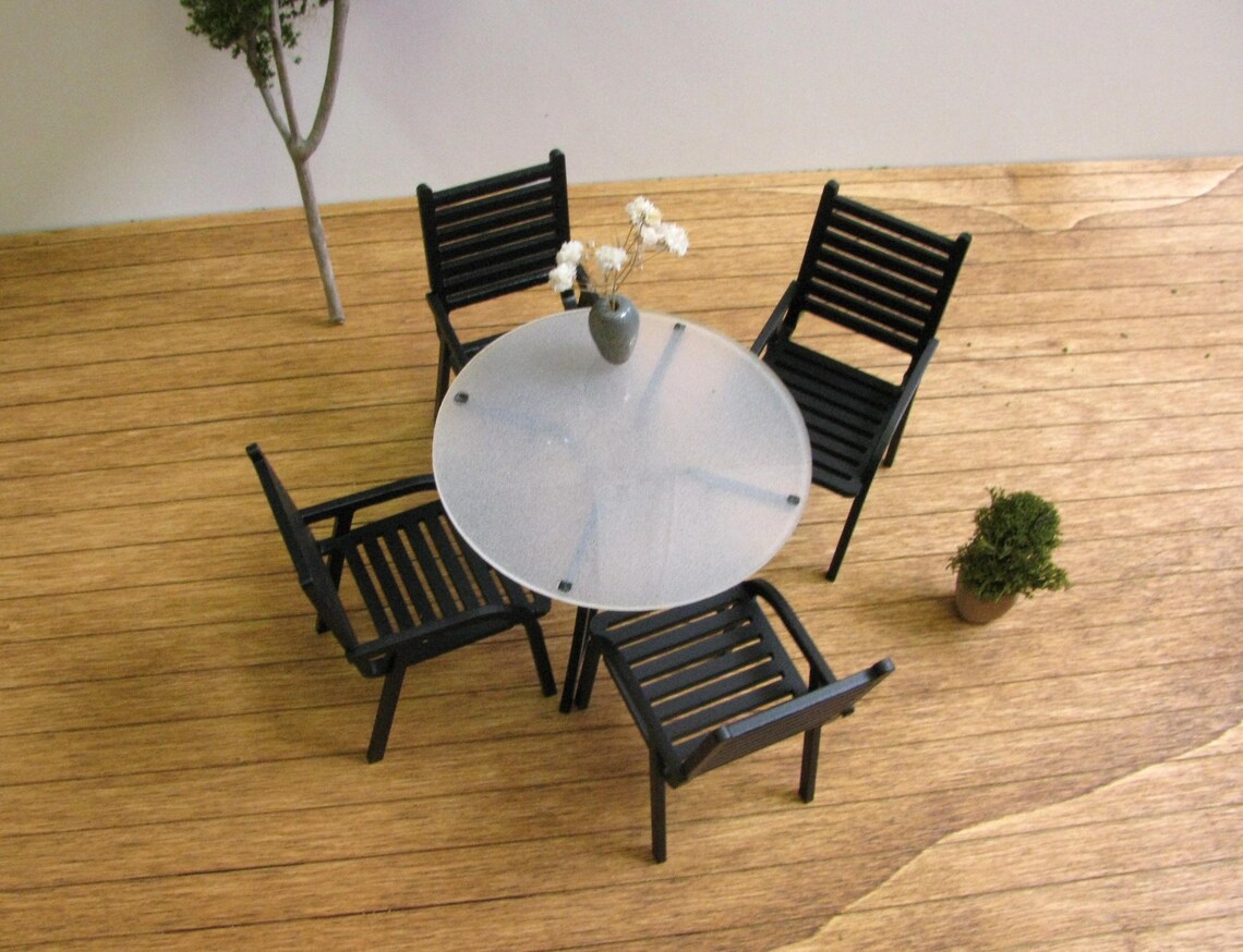Miniature PATIO DINING SET 1/6 Scale Handmade Dollhouse - Etsy
