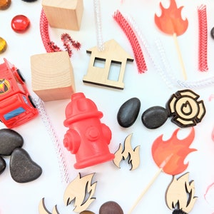 Fireman Firefighter Fire Truck Sensory Box Loose Parts Play Tinker Tray ...
