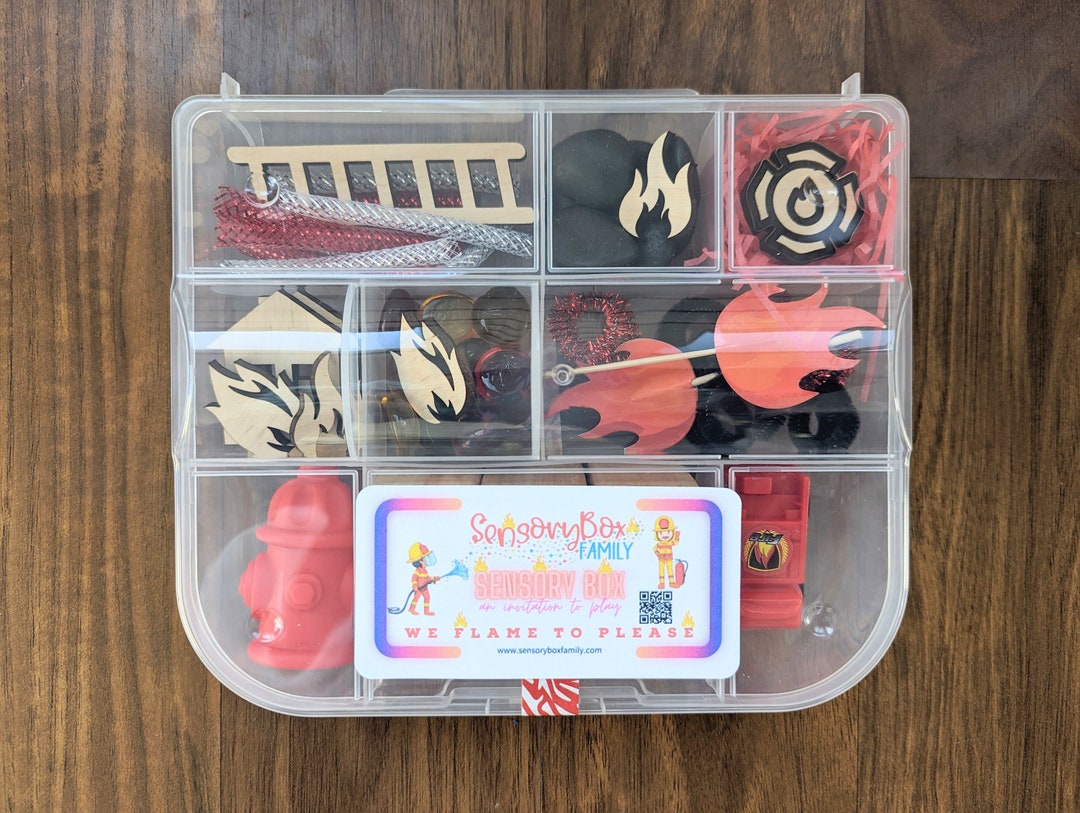 Fireman Firefighter Fire Truck Sensory Box Loose Parts Play Tinker Tray ...