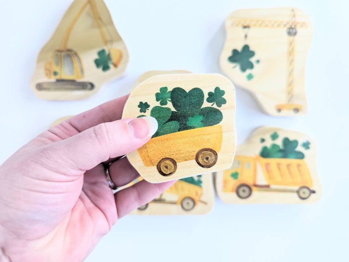 Spring St. Patrick's Day Construction Wooden Blocks | Etsy