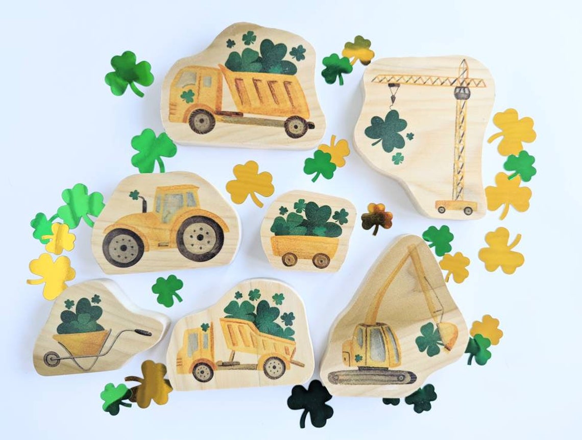 Spring St. Patrick's Day Construction Wooden Blocks | Etsy