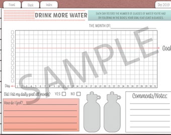 Water Intake Tracker Water Tracker Minimal Water Journal Water Diary ...