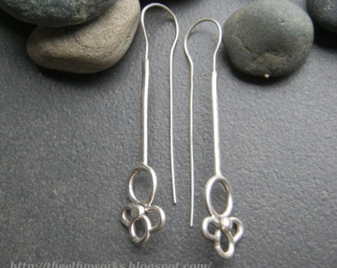 Sterling Silver Earrings Simple Long Hanging Handmade - Etsy