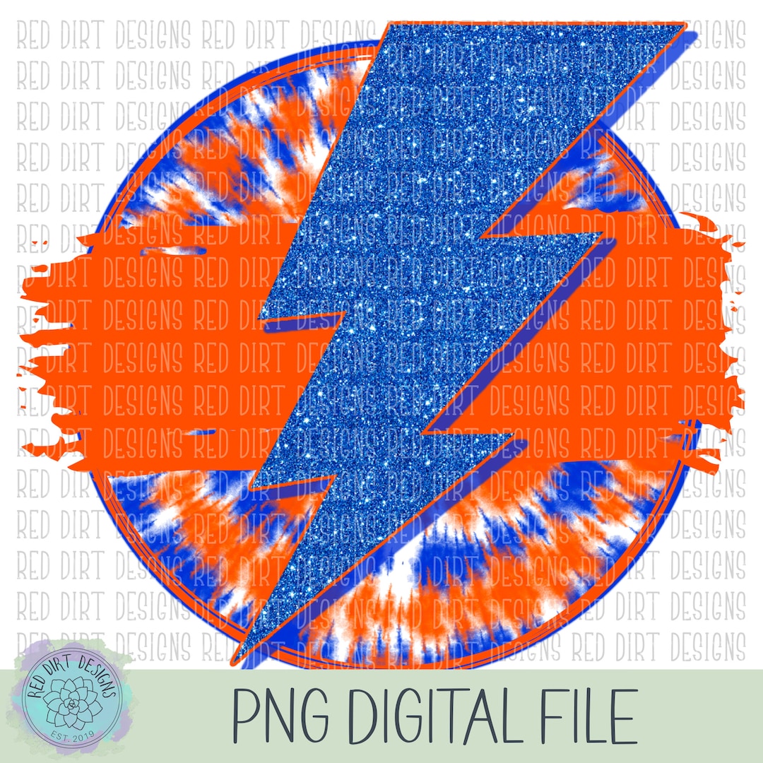 Mascot Team Spirit Blank Lightning Bolt Tie-dye Royal Blue Orange ...