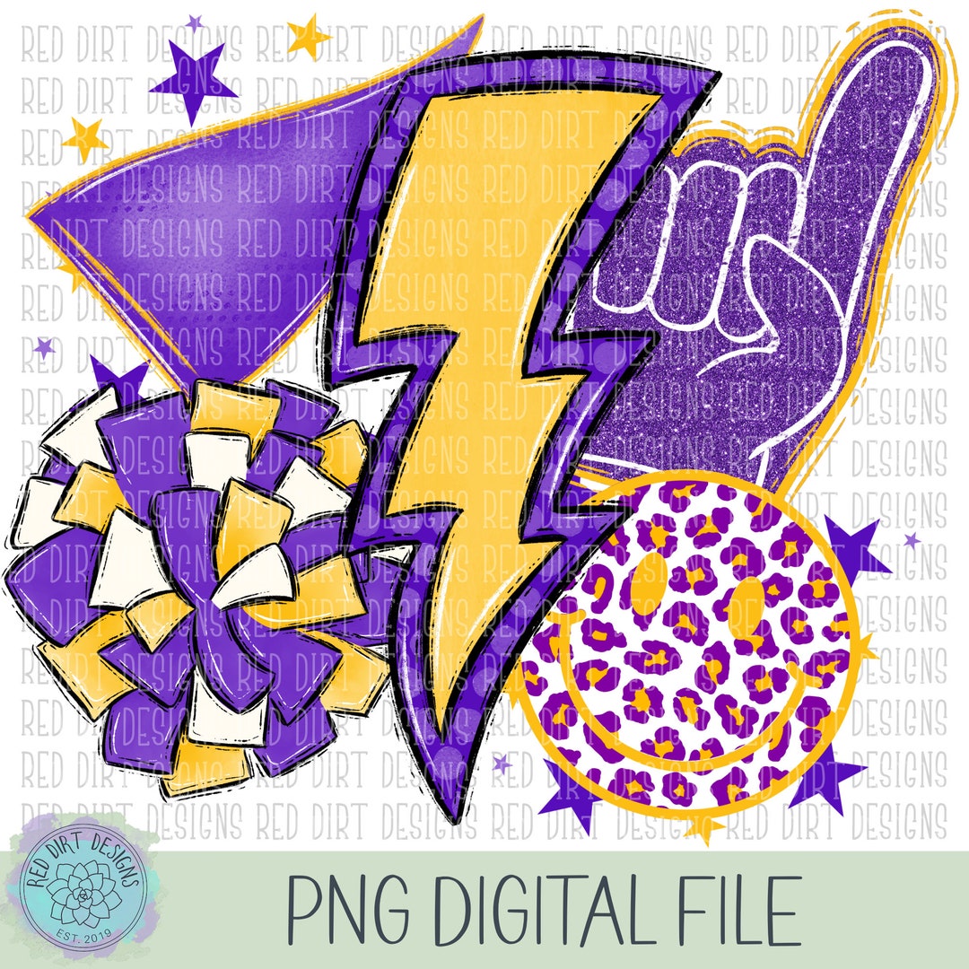 Cheer Purple Yellow Sport Icon Mascot School Sport Team Spirit Leopard ...