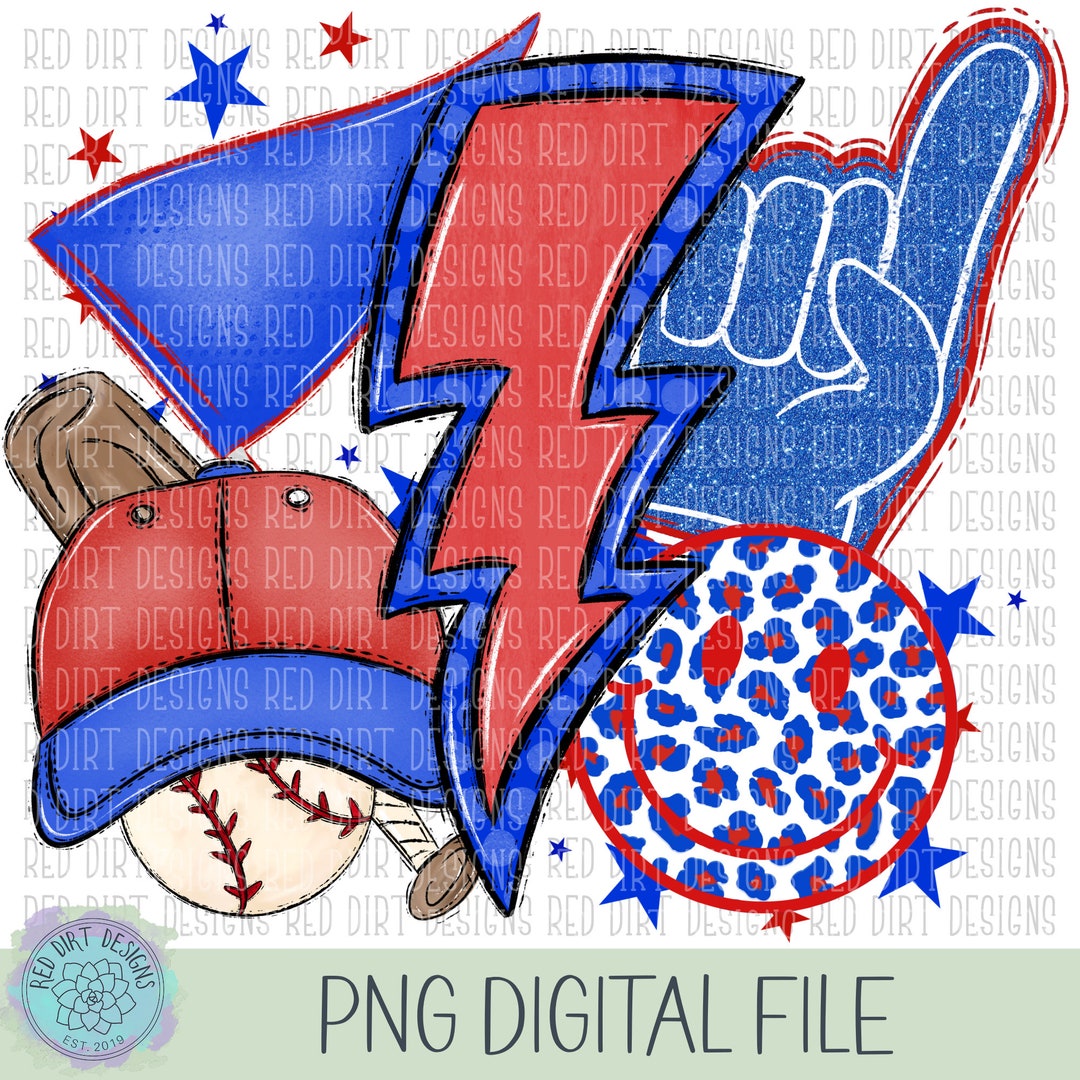 Baseball Royal Blue Red Sport Icon Mascot School Sport Team - Etsy