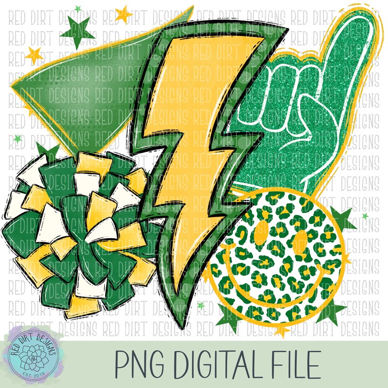 Green and Gold Cheer Png - Etsy