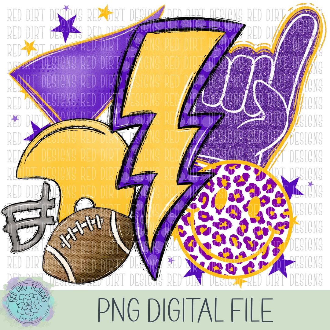 Football Purple Yellow Sport Icon Mascot School Sport Team Spirit ...