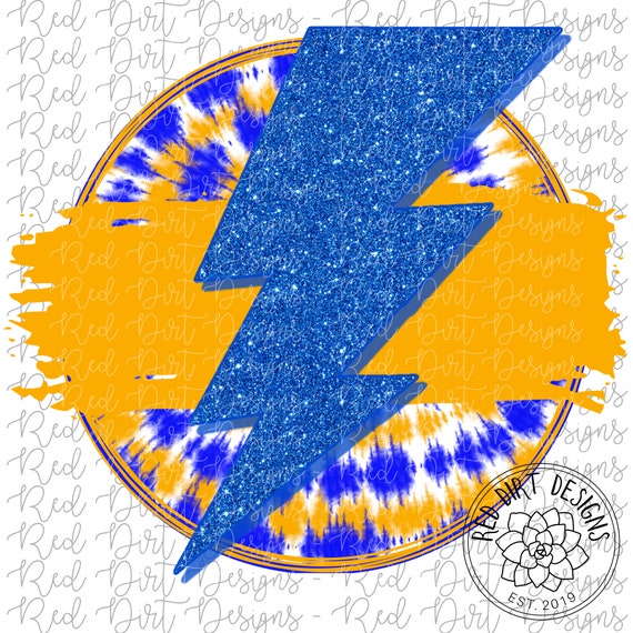 Mascot Team Spirit Blank Lightning Bolt Tie-dye Blue Yellow - Etsy