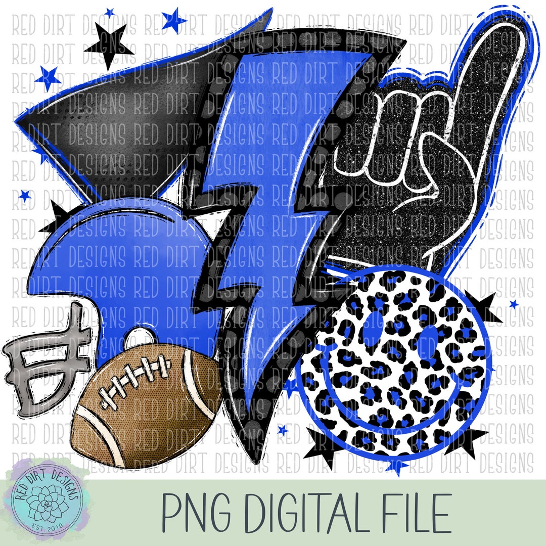 Football Black Royal Blue Sport Icon Mascot School Sport Team Spirit ...