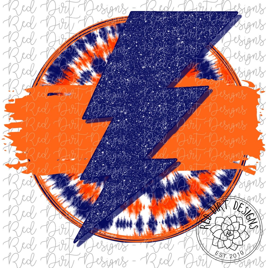 Mascot Team Spirit Blank Lightning Bolt Tie-dye Blue Navy Orange Circle ...