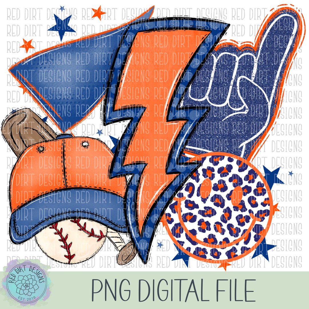 Baseball Navy Blue Orange Sport Icon Mascot School Sport Team Spirit ...