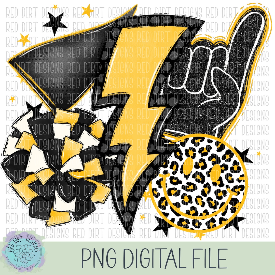 Cheer Black Yellow Sport Icon Mascot School Sport Team Spirit Leopard ...