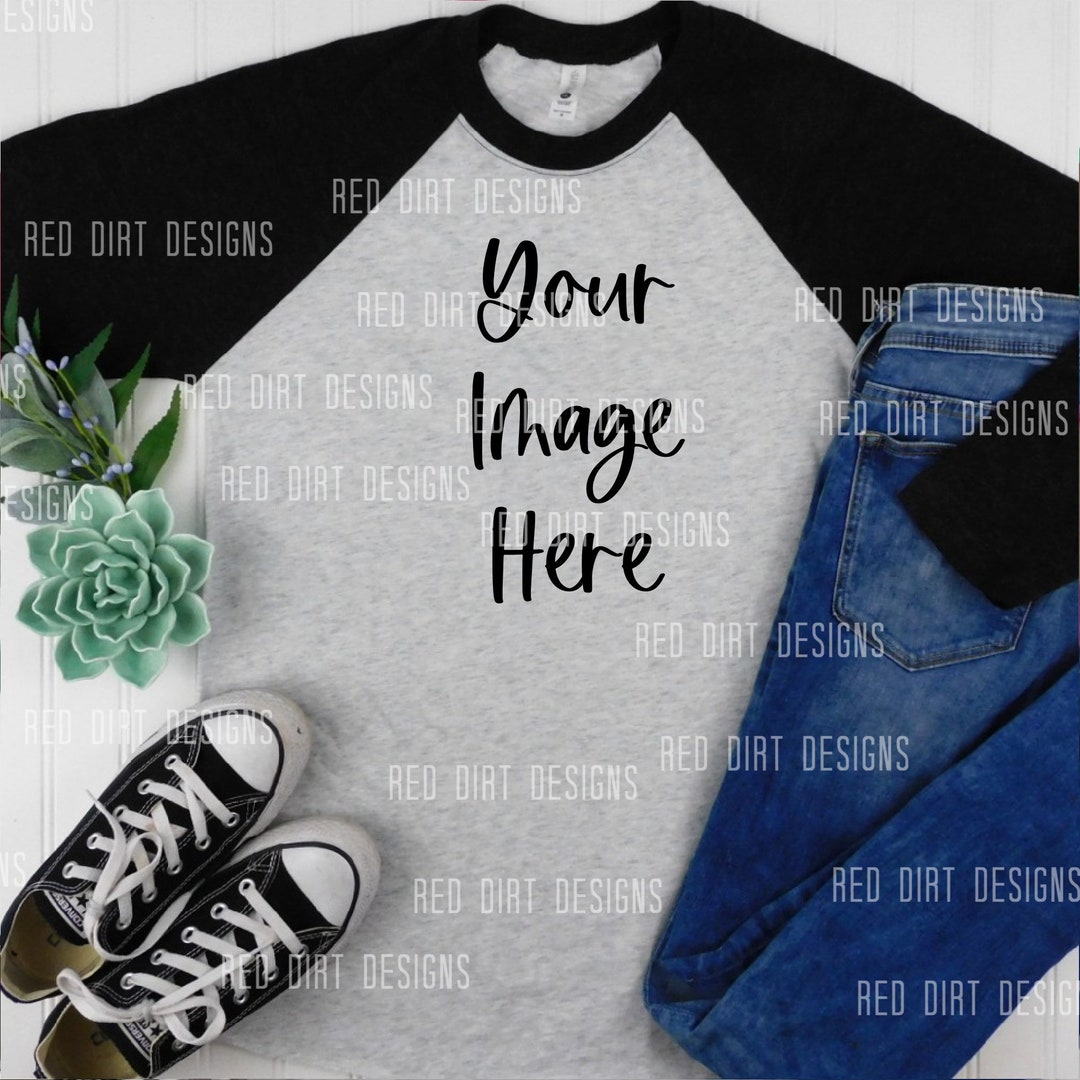 Next Level Raglan 6051 Flat Lay Mock up Black Sleeve - Etsy