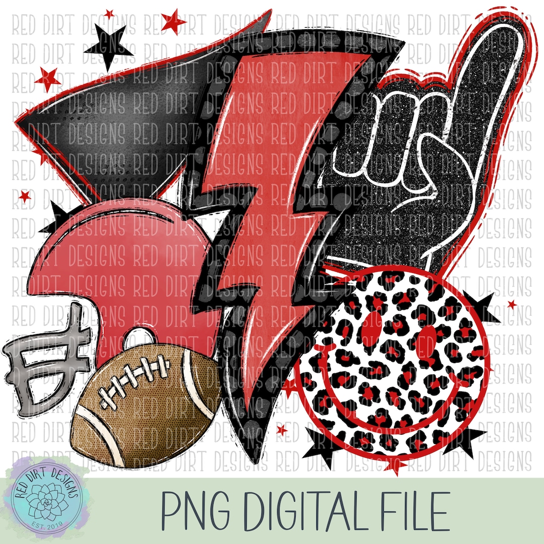 Football Black Red Sport Icon Mascot School Sport Team Spirit Leopard ...