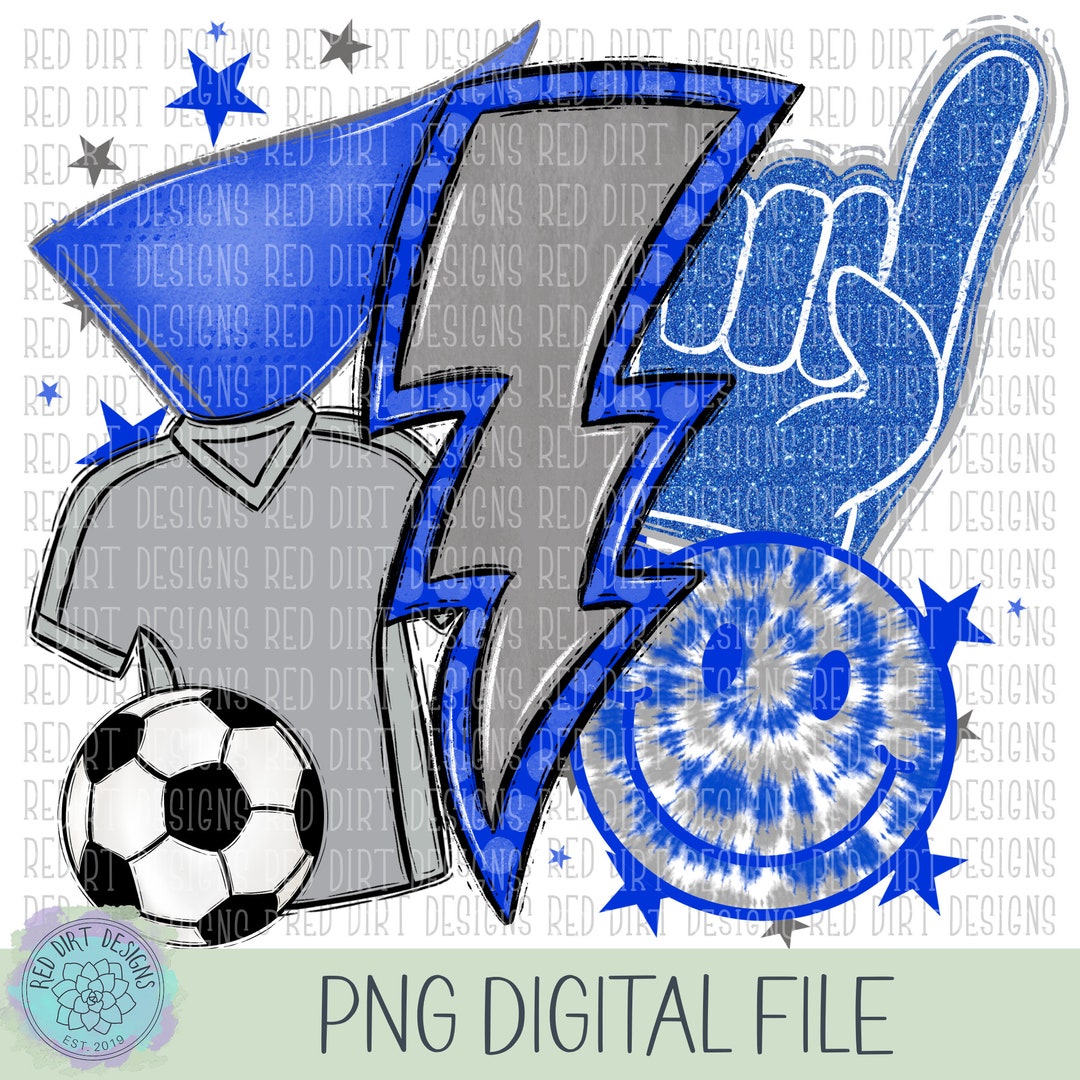 Soccer Royal Blue Gray Silver Sport Icon Mascot School Sport Team ...