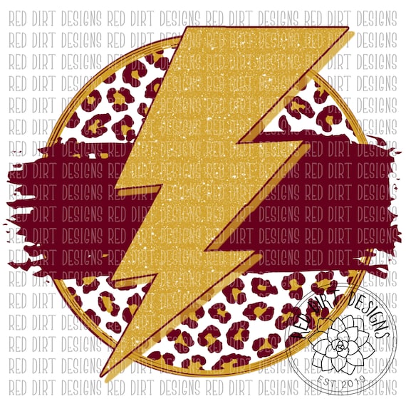 Mascot Team Blank Leopard Lightning Bolt Maroon Gold Circle - Etsy