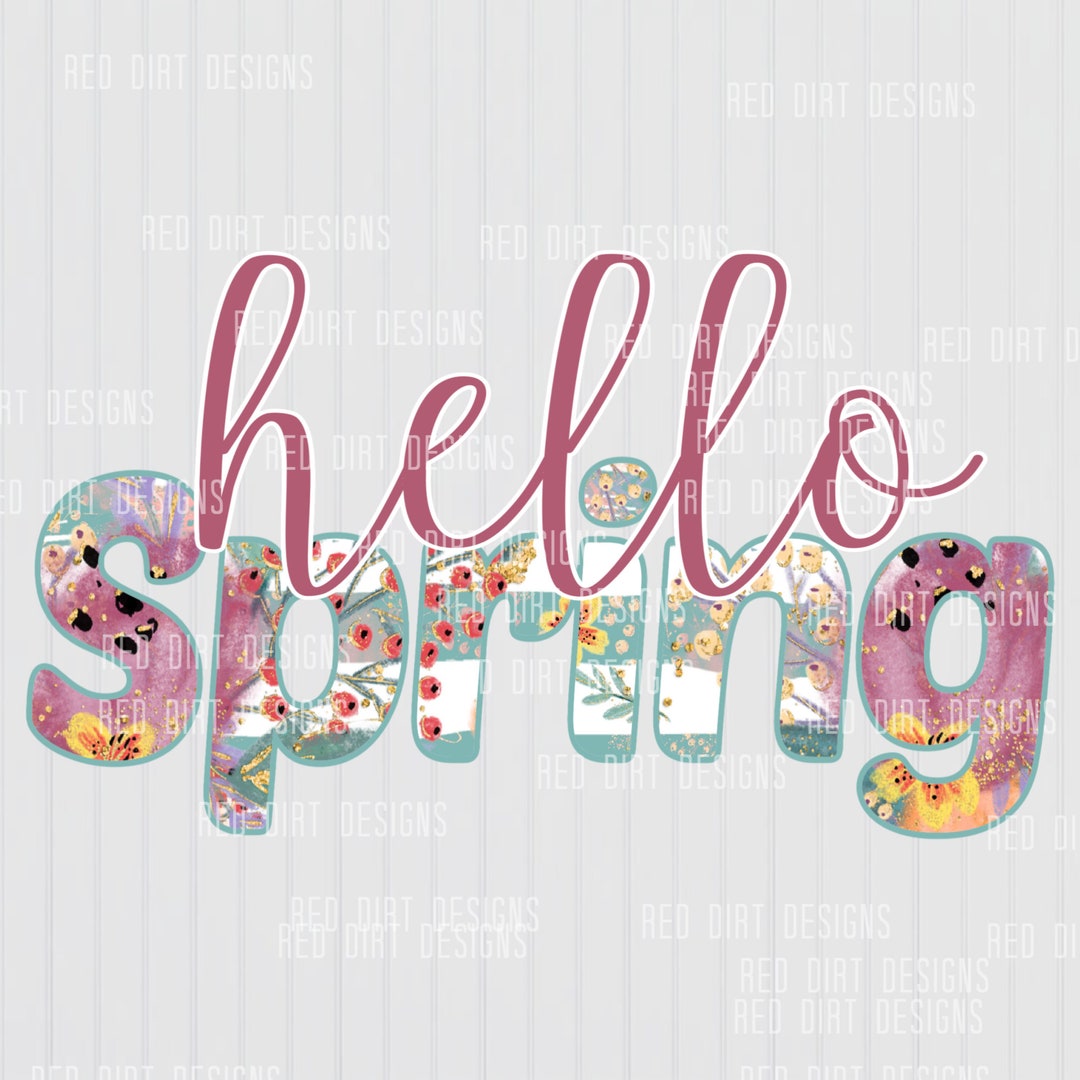 Hello Spring Mauve Mint Floral PNG Sublimation File - Etsy