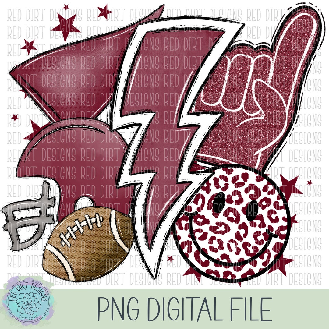 Football Maroon White Sport Icon Mascot School Sport Team Spirit ...