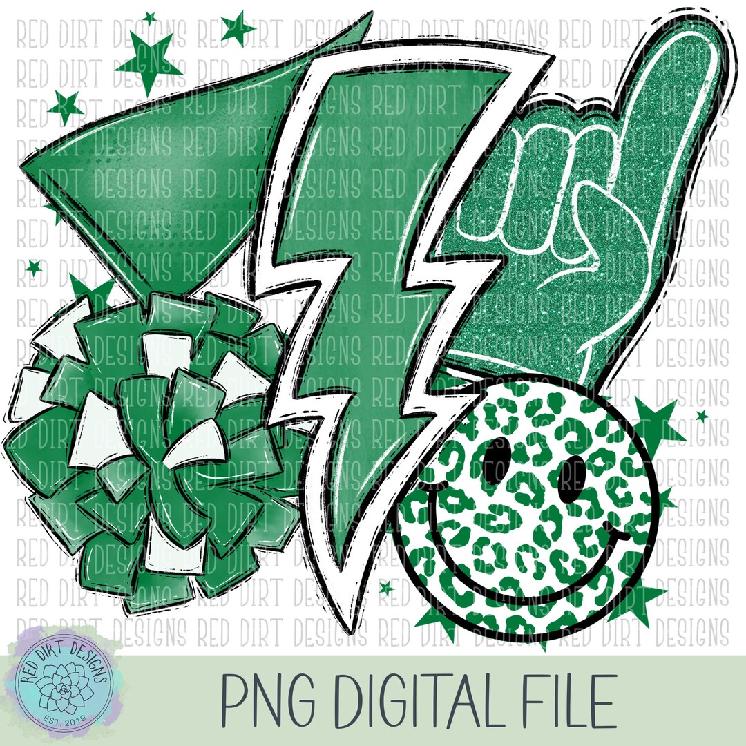 Cheer Green White Sport Icon Mascot School Sport Team Spirit Leopard ...