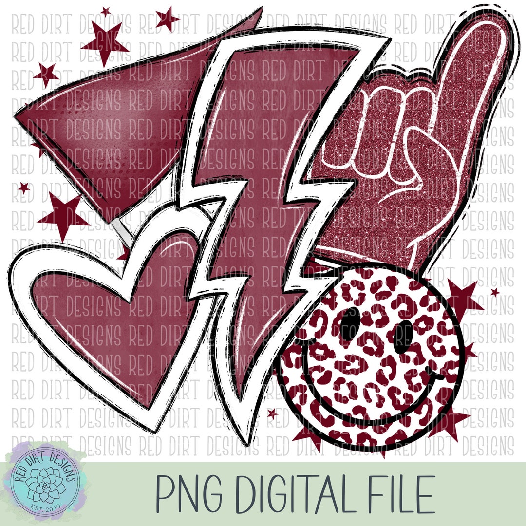 Heart Maroon White Sport Icon Mascot School Sport Team Spirit Leopard ...