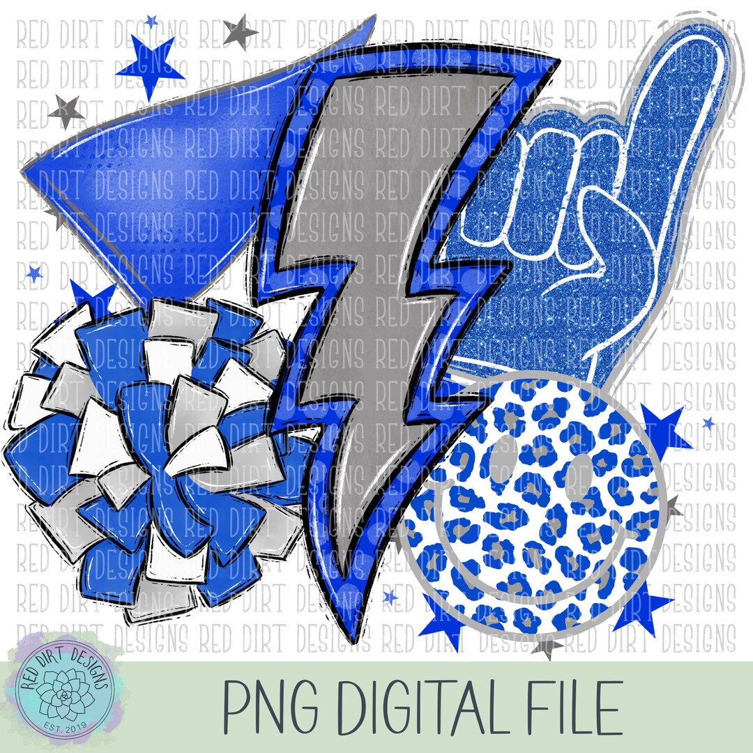 Cheer Royal Blue Gray Silver Sport Icon Mascot School Sport Team Spirit ...