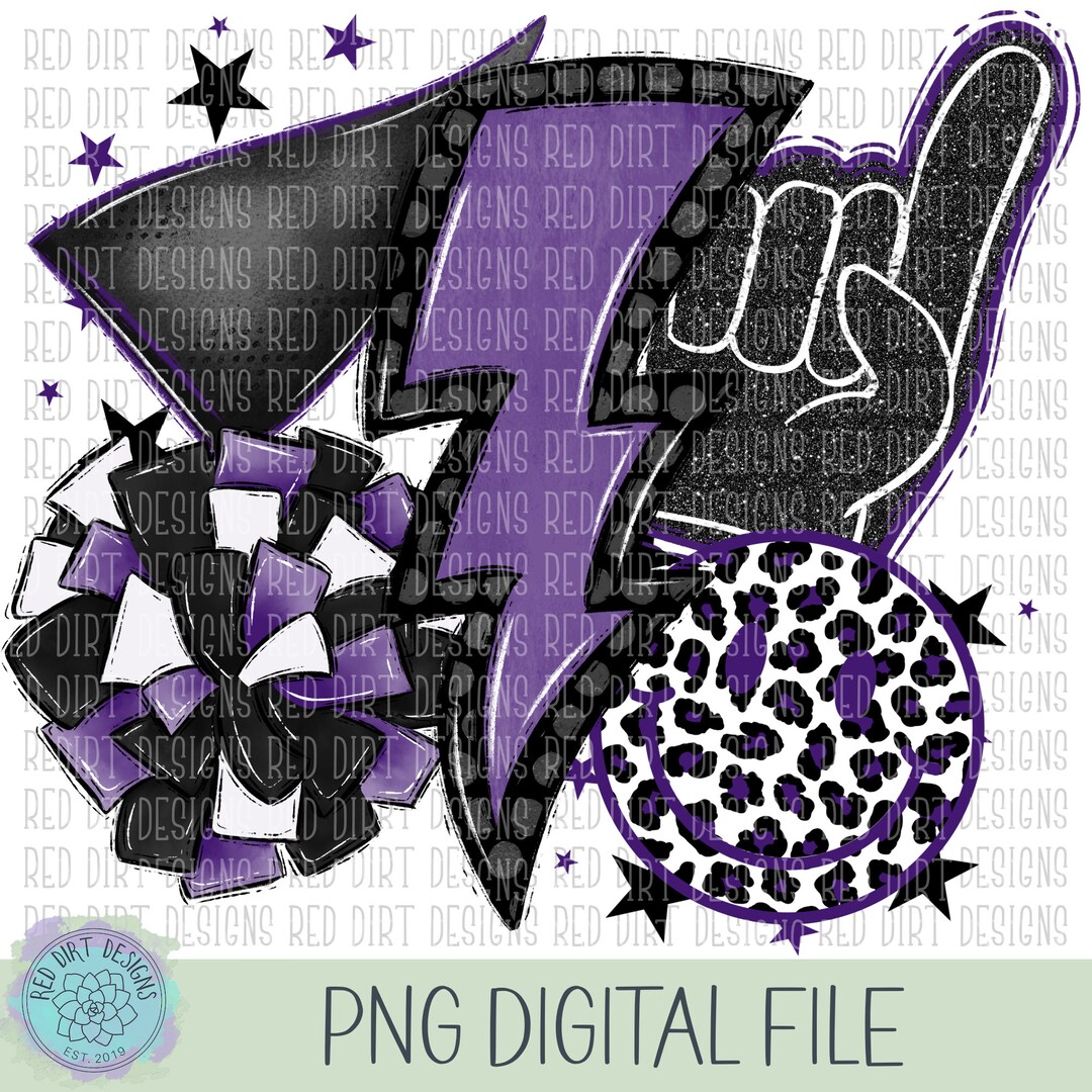 Cheer Black Purple Sport Icon Mascot School Sport Team Spirit Leopard ...