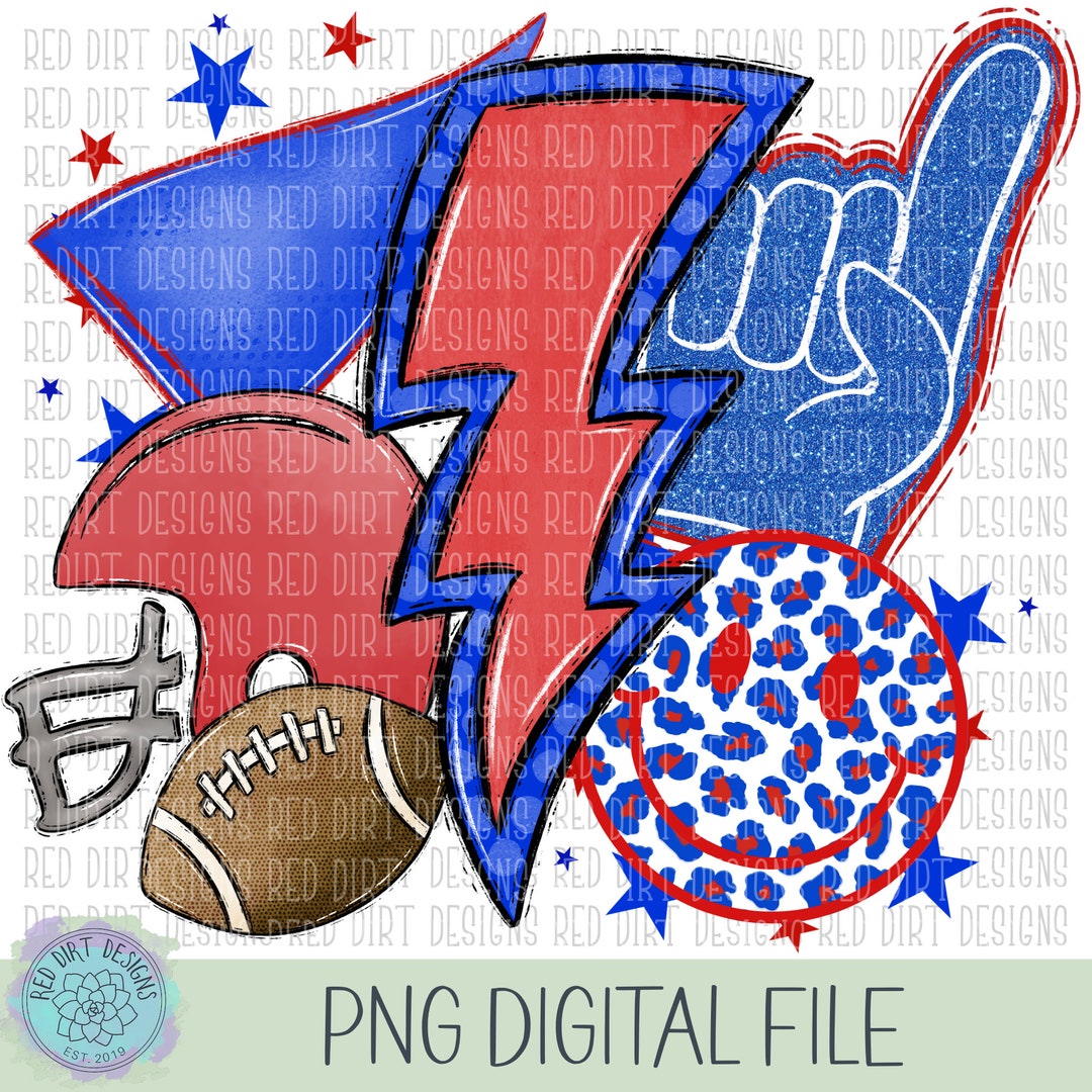 Football Royal Blue Red Sport Icon Mascot School Sport Team Spirit ...