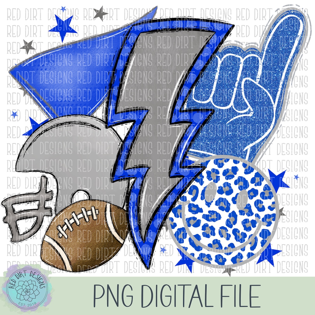 Football Royal Blue Gray Silver Sport Icon Mascot School Sport Team ...