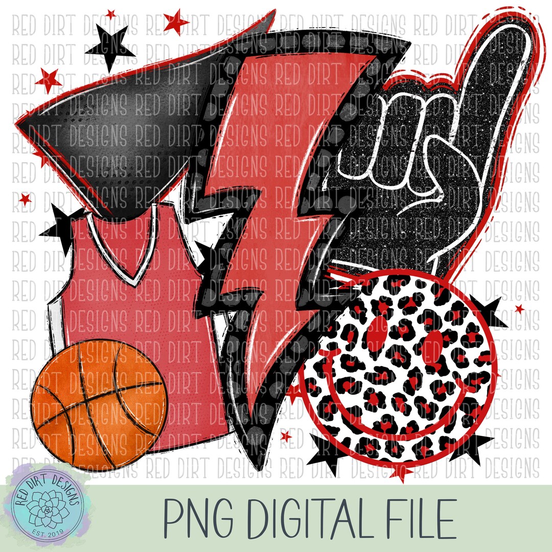 Basketball Black Red Sport Icon Mascot School Sport Team Spirit Leopard ...