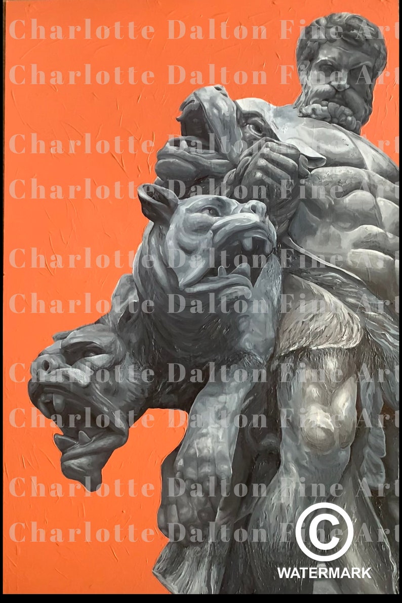 Hercules and Cerberus, a Downloadable Image of an Original Painting of ...