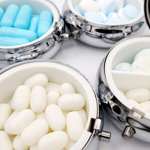 WHITE | Pill Box Case Organizer/ Mint Box With Real Crystals and Silver ...