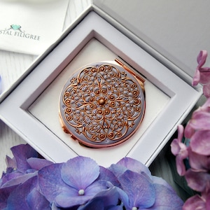 PICK YOUR COLOR | Classic Rose Gold Compact Mirror | Large Compact ...