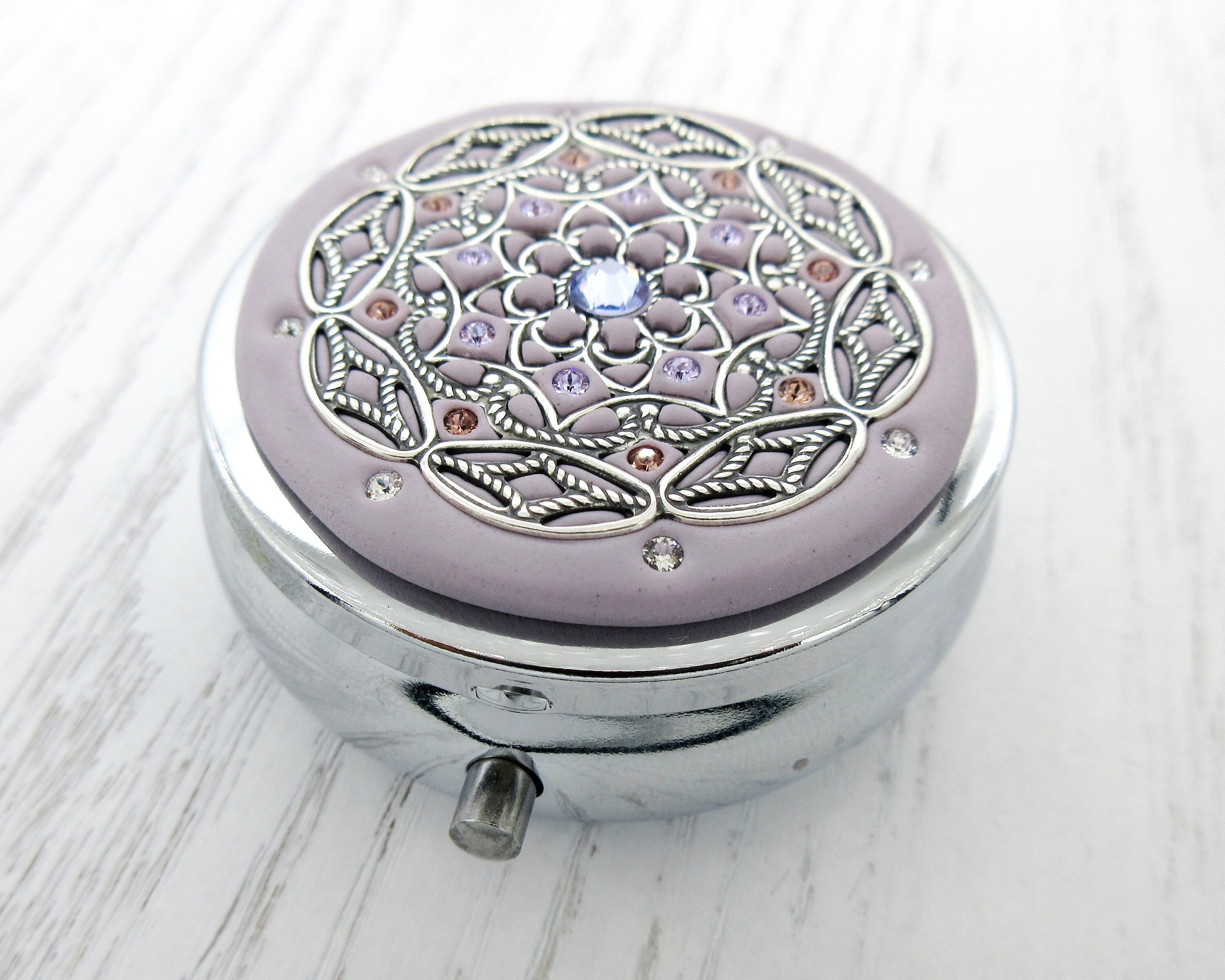 LILAC PURPLE Pill Box Case Organizer/ Mint Box With Real | Etsy