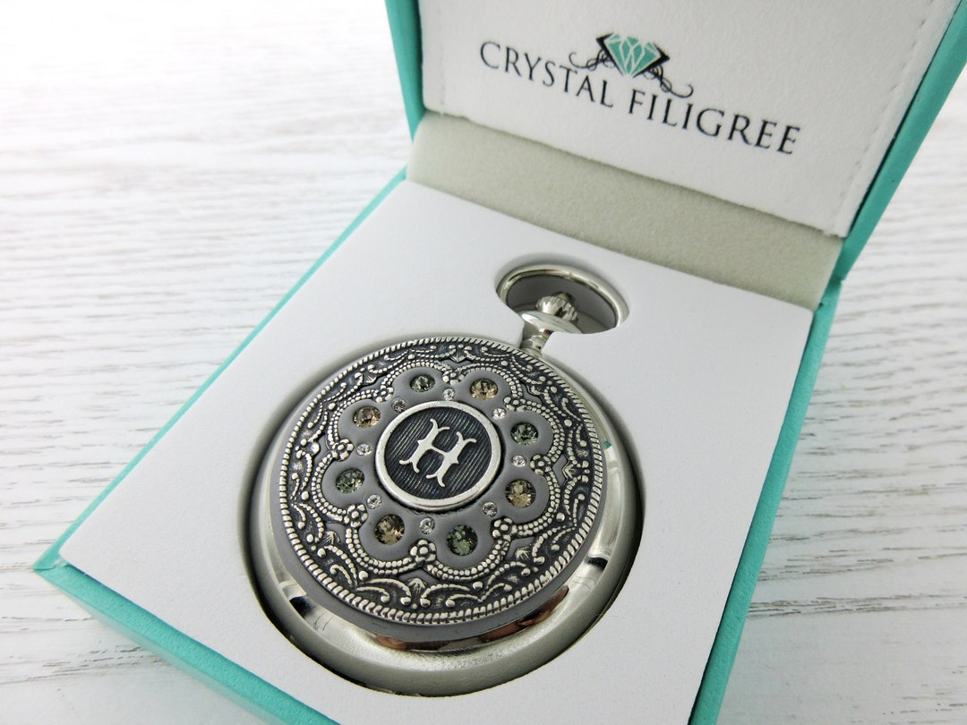 PICK YOUR COLOR personalized Pocket Watch With Chain Real Crystals ...