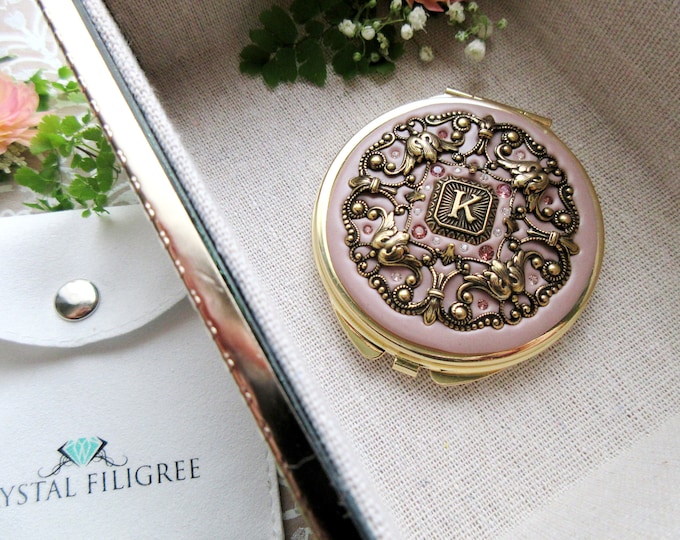 Vintage Limoges Blue and Gold Tone Compact Mirror With Tassel ...