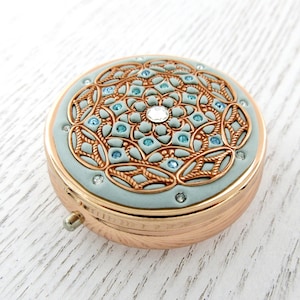 PICK YOUR COLOR | Rose Gold Pill Box Case Organizer/ Mint Box With Real ...