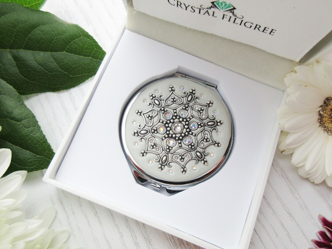 PICK YOUR COLOR | Snowflake Compact Mirror | Crystal Filigree Compact ...