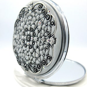 Classic Silver Bridal Compact Mirror | Large Compact Mirror | Classic ...