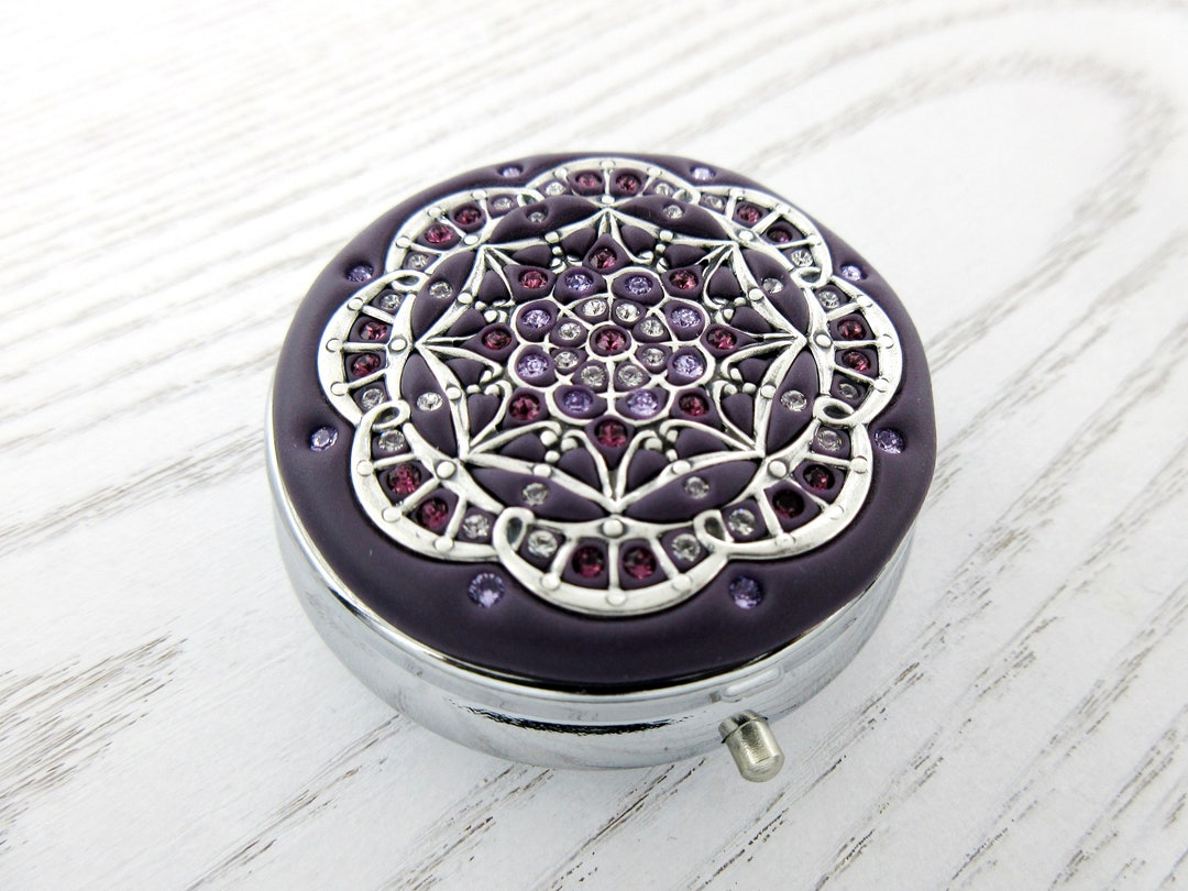 Dark Violet Purple | Pill Box Case Organizer/ Mint Box With Real ...