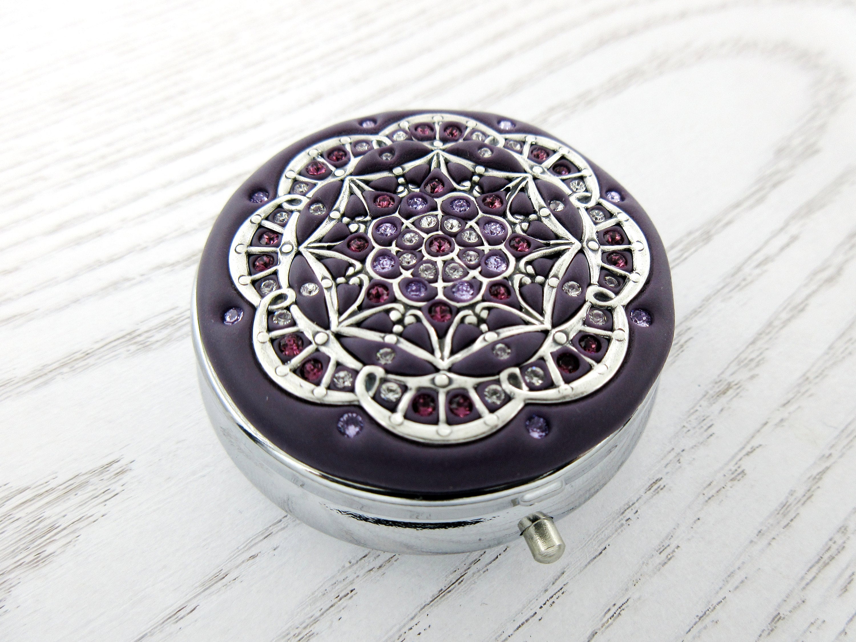 Dark Violet Purple | Pill Box Case Organizer/ Mint Box With Real ...