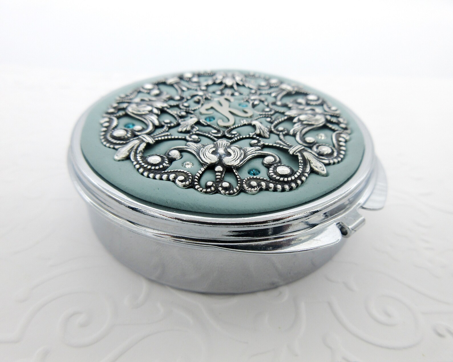 PICK YOUR COLOR | 2-in-1 Compact Mirror Pill Box Personalized ...