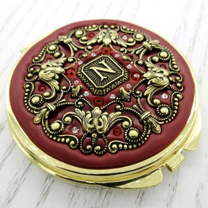 GARNET Gold Compact Mirror Personalized Bridesmaids Garnet - Etsy