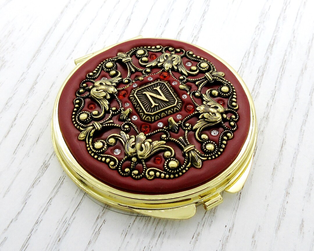 GARNET Gold Compact Mirror Personalized Bridesmaids Garnet - Etsy