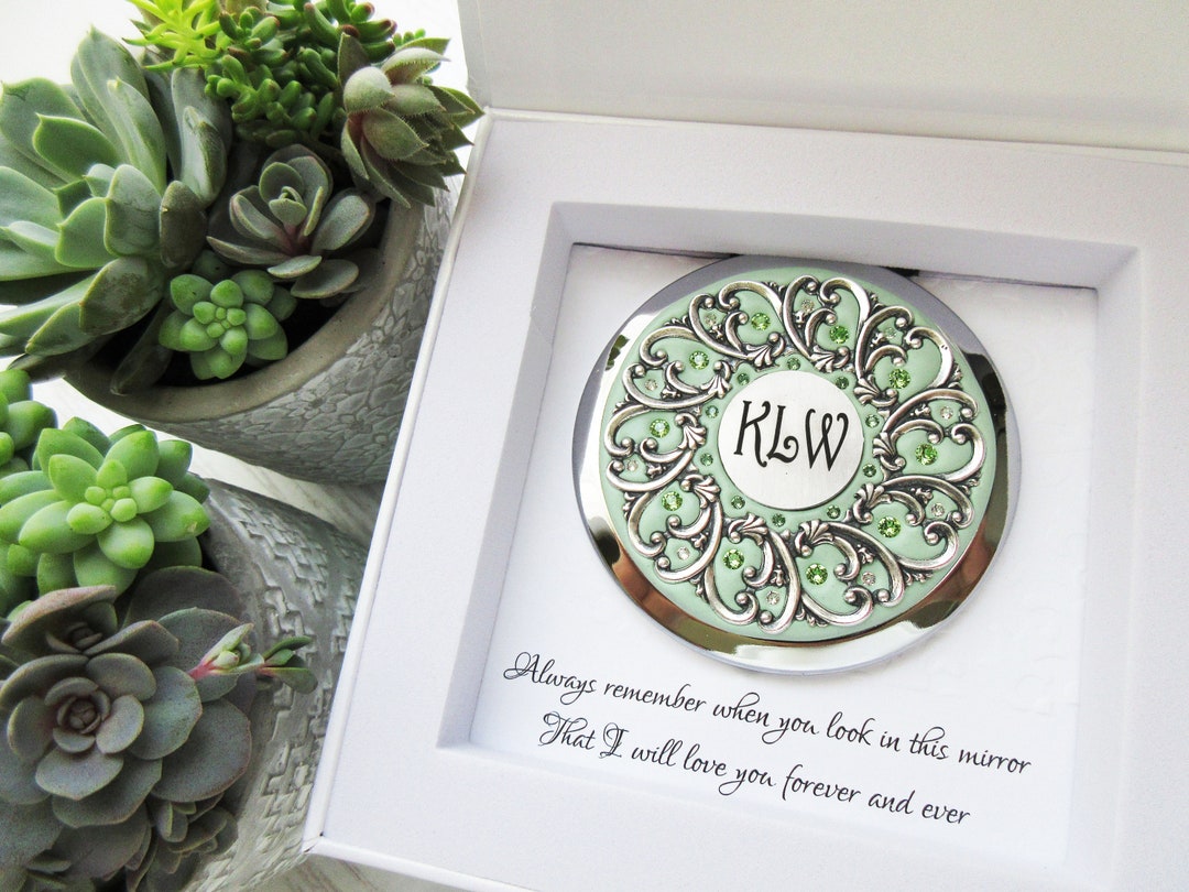 3 Initial Monogram Compact Mirror Gift, Personalized Initials Compact ...