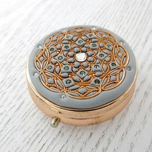 PICK YOUR COLOR | Rose Gold Pill Box Case Organizer/ Mint Box With Real ...