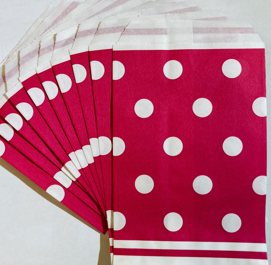 Mini Flat Paper Bags In Dark Pink Or Blue Polka Dots Made By Etsy