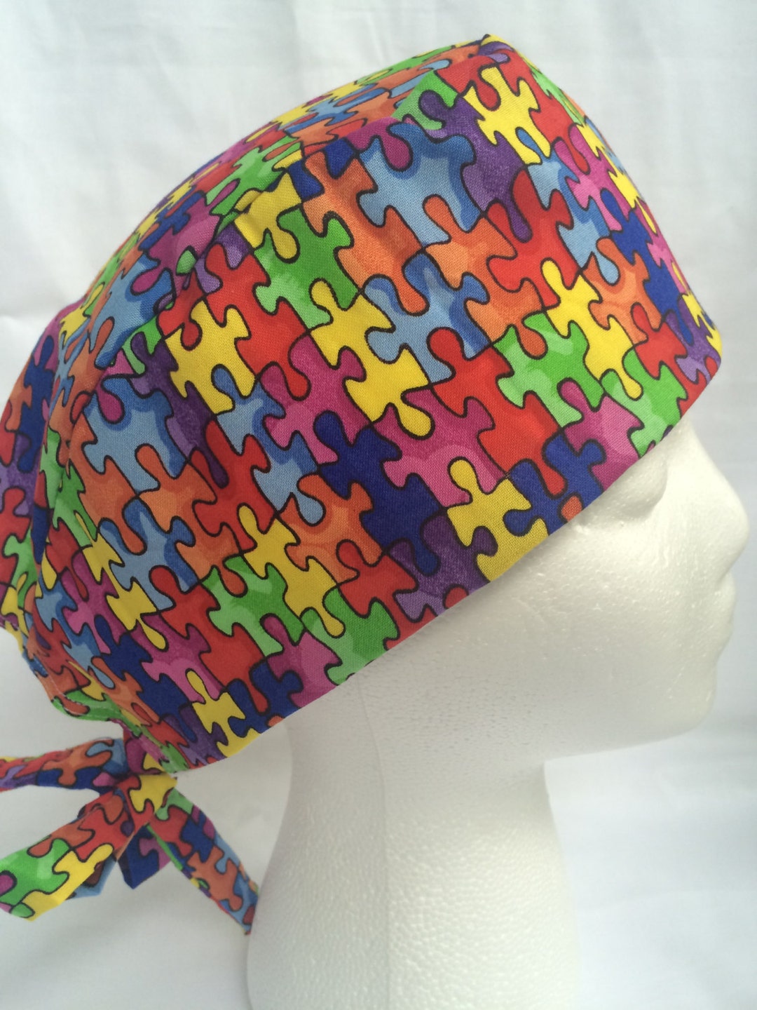 Autism Puzzle Piece Scrub Cap, Cotton Blend Chemo Cap - Etsy